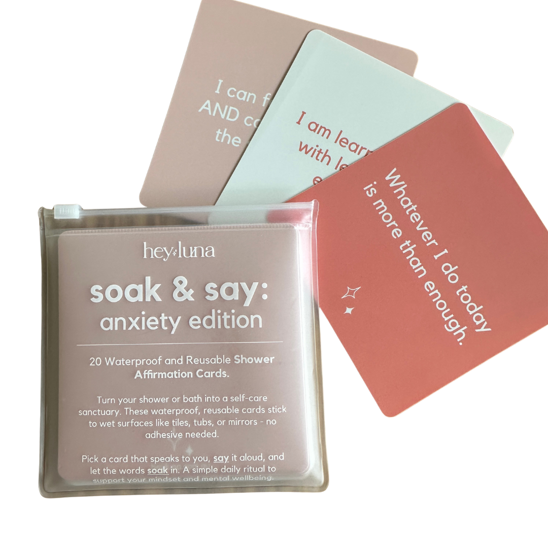Soak and Say – Anxiety Edition | Waterproof Shower Affirmation Cards f – Hey Luna
